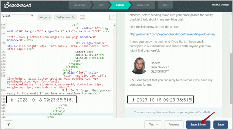 Test Inbox Delivery and Spam Score of Benchmark Campaign